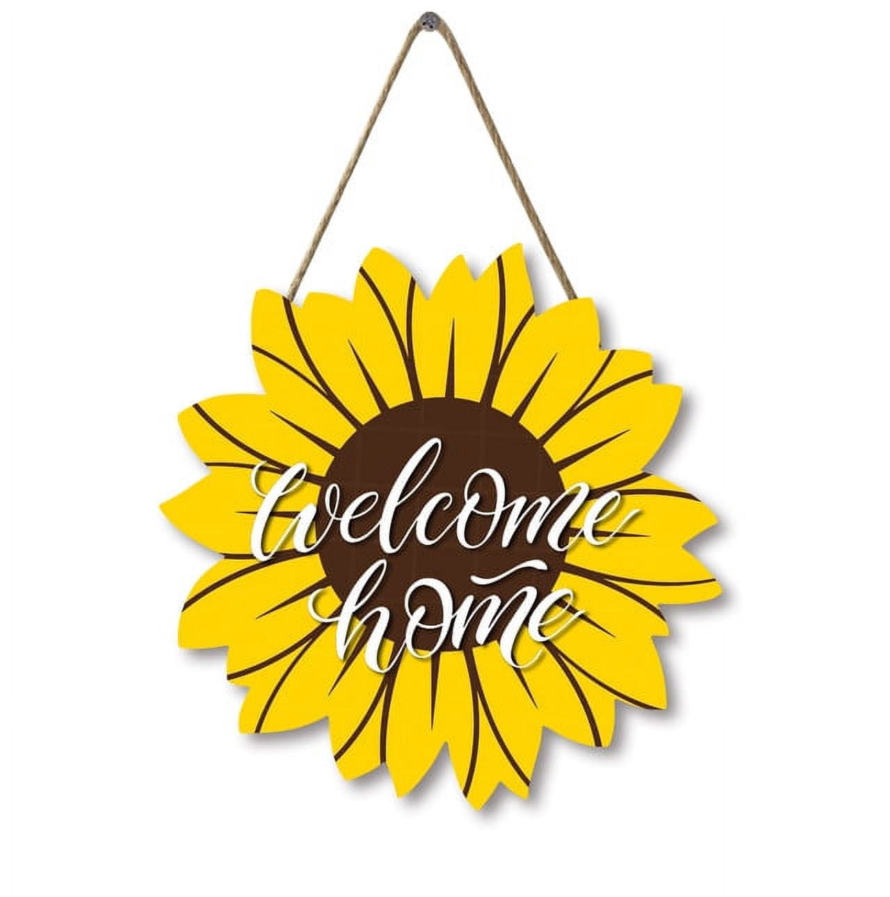 Eveokoki Sunflower Welcome Home Wood Door 12 Inch Wooden Flower Sign ...