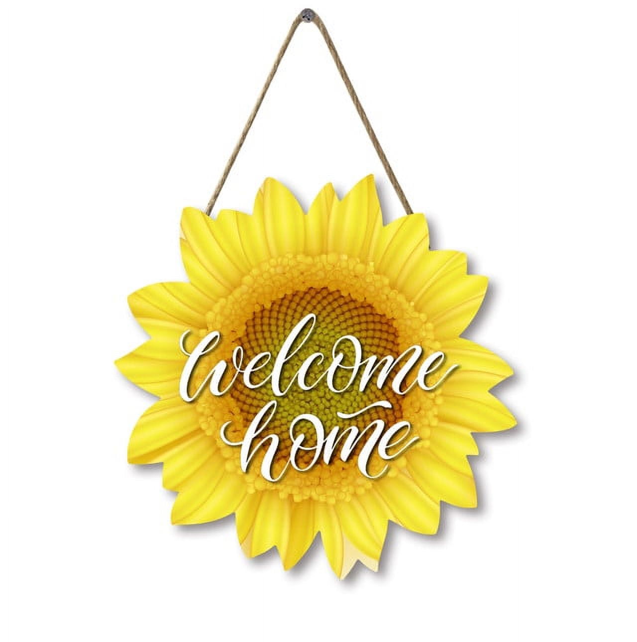 Eveokoki Sunflower Welcome Home Wood Door 12 Inch Wooden Flower Sign ...