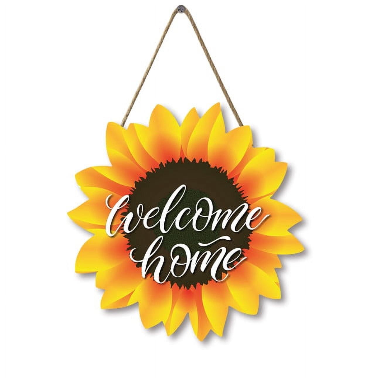 Eveokoki Sunflower Welcome Home Wood Door 12 Inch Wooden Flower Sign ...