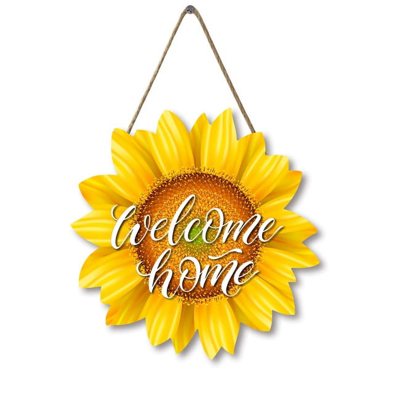 Eveokoki Sunflower Welcome Home Wood Door 12 Inch Wooden Flower Sign ...