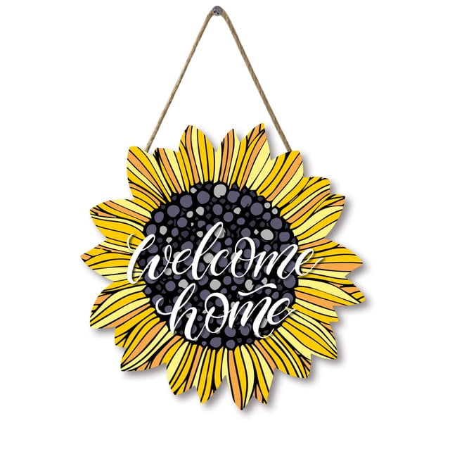 Eveokoki Sunflower Welcome Home Wood Door 12 Inch Wooden Flower Sign ... Eveokoki Sunflower Welcome Home Wood Door 12 Inch Wooden Flower Sign ...