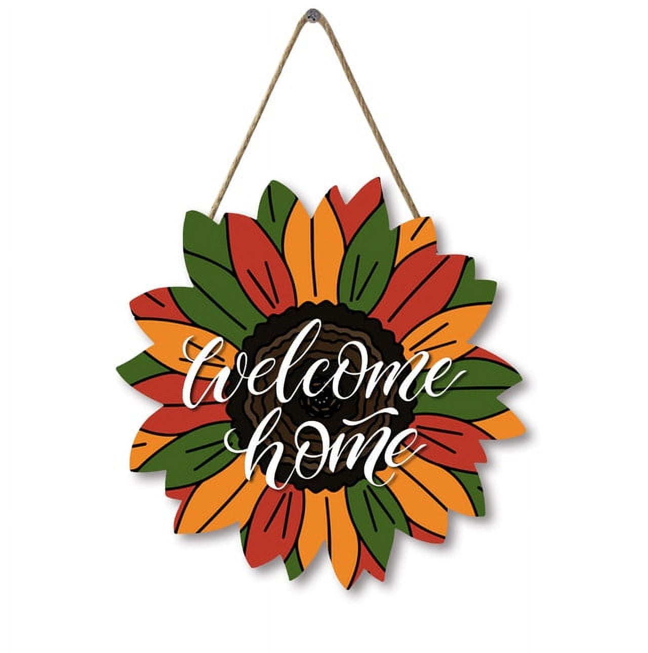 Eveokoki Sunflower Welcome Home Wood Door 12 Inch Wooden Flower Sign ...
