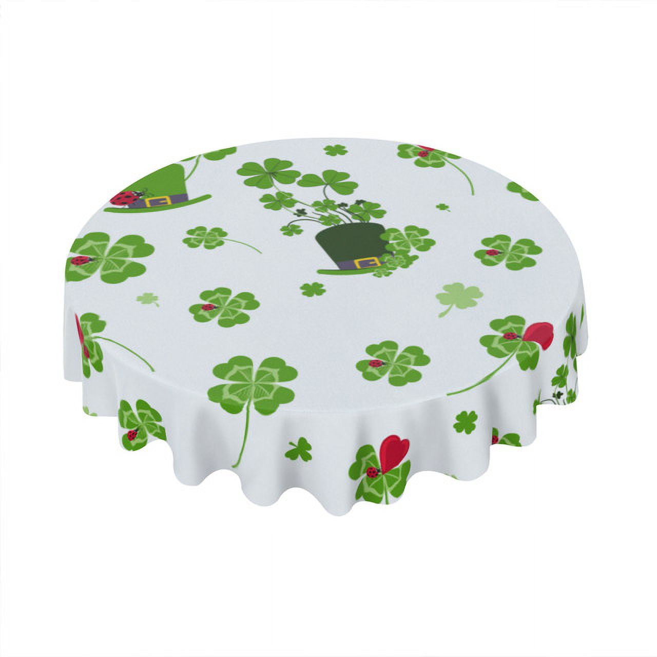 Eveokoki Tablecloth Round 60 Inch Green Clover Leaves Table Cloth ...