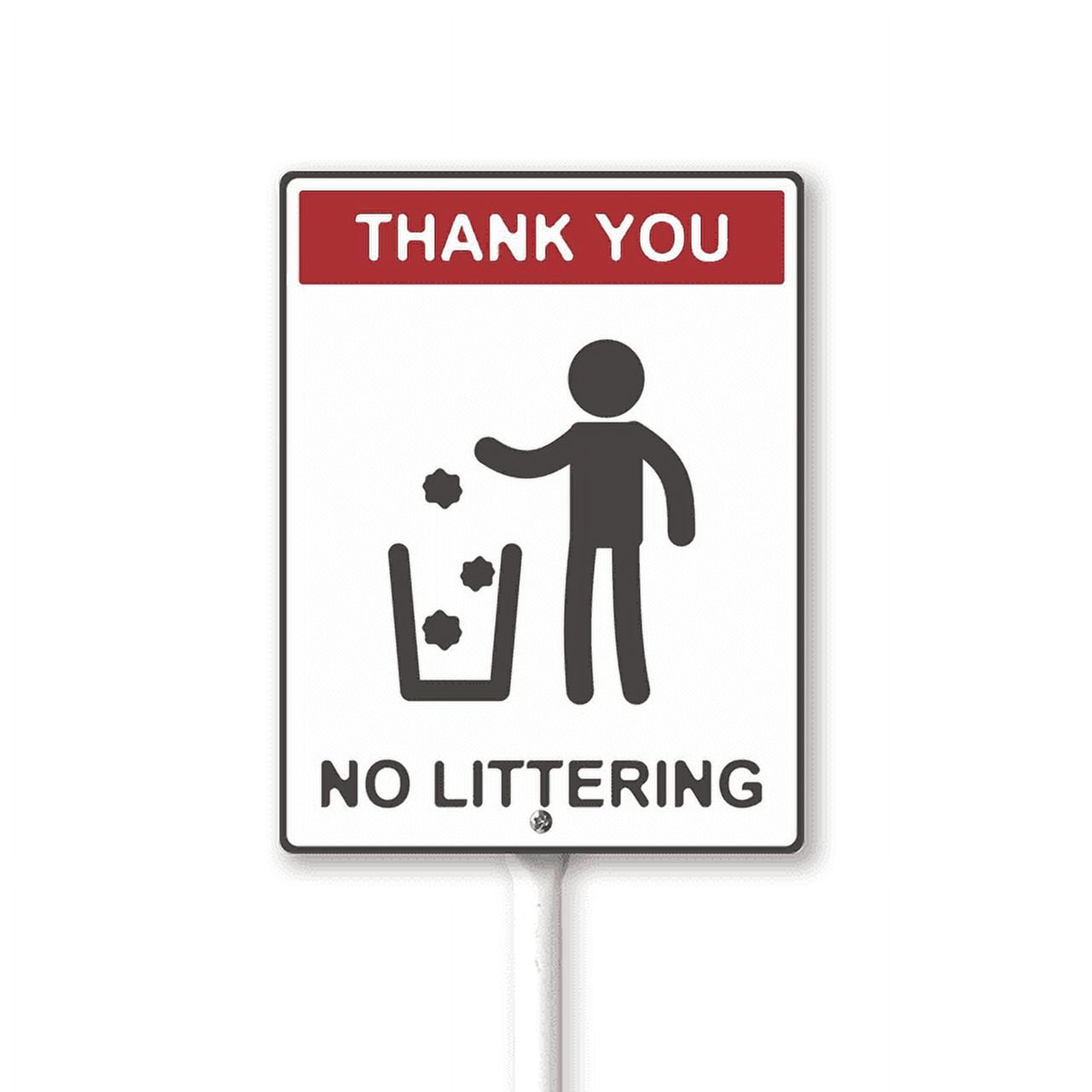 Eveokoki Thank You No Littering Sign with Stake - 8x12 Inch Aluminum No ...
