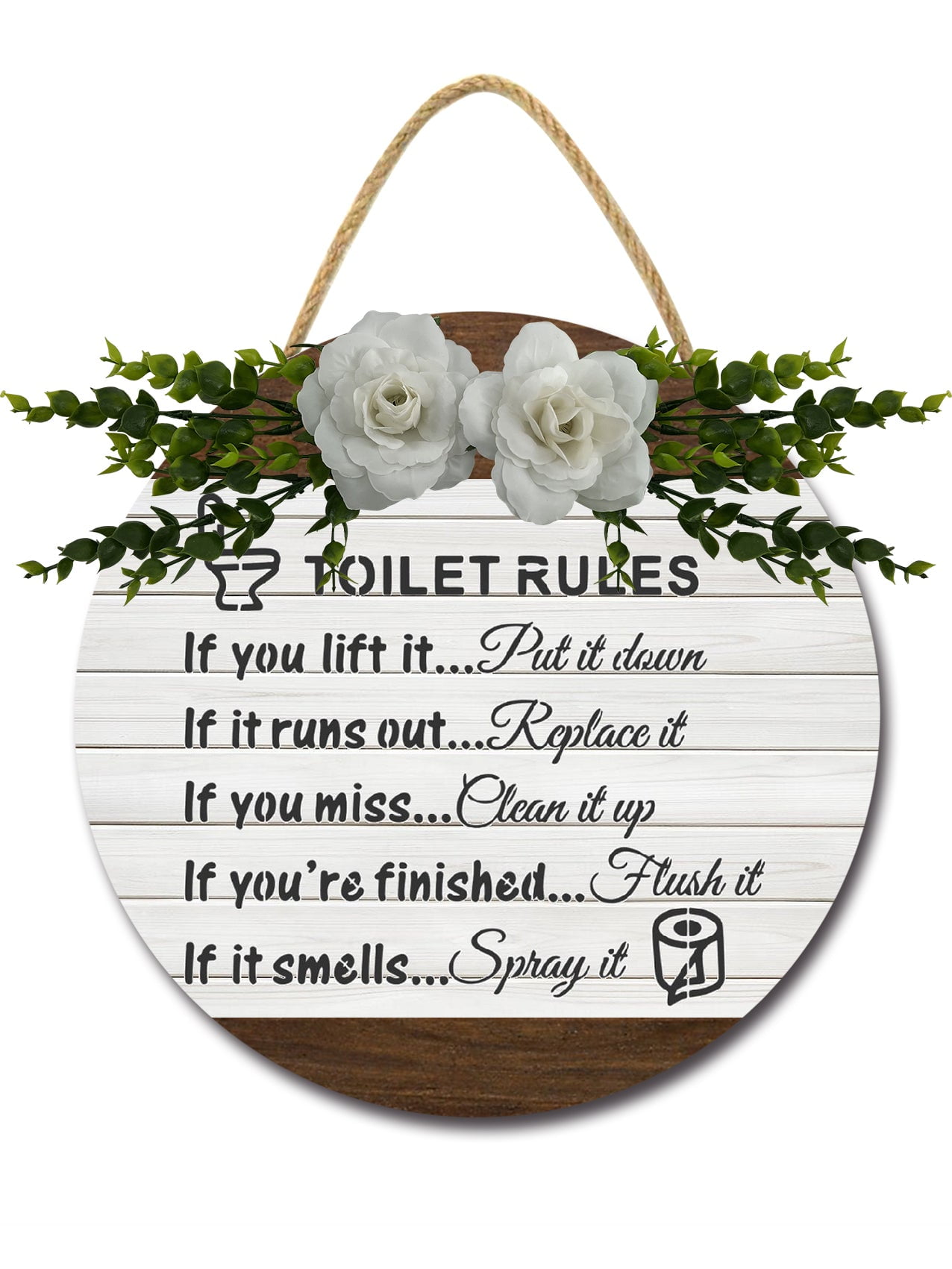 Eveokoki Toilet Rules Signs for Bathroom Decor- Modern Farmhouse ...