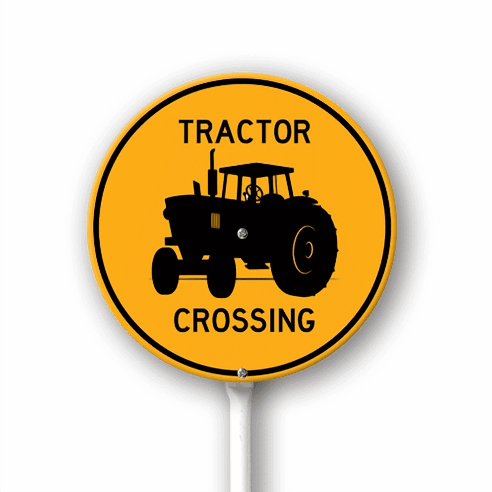 Eveokoki Tractor Crossing Round Sign with Metal Stake -9.2x9.2inch Lawn ...