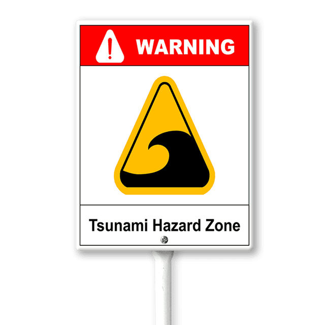 Eveokoki Tsunami Hazard Zone Yard Sign with Stake 7x8.8inch Rustproof ...