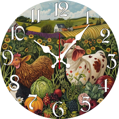 Eveokoki Various Farm Animals DIY Wall Clock Battery Operated Clock ...