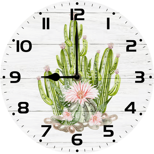 Eveokoki Wall Clock Cacti And Succulents Rustic Country Silent Non ...