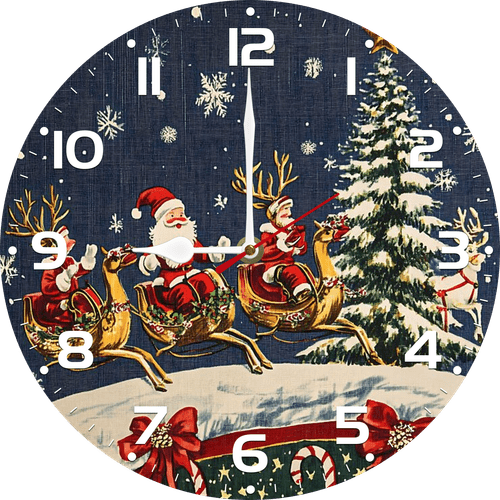Eveokoki Wall Clock, Santa Claus Riding In A Sleigh Silent Non Ticking ...