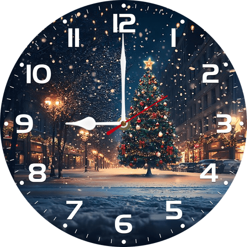 Eveokoki Wall Clock Snowy Night Scene Silent Non Ticking Wall Clocks ...