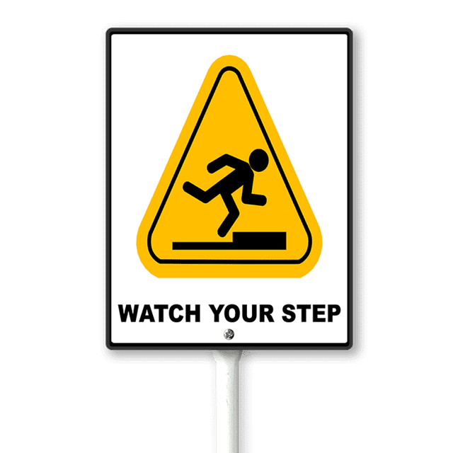 Eveokoki Watch Your Step Yard Sign with Stake 4.6x6inch Rustproof ...