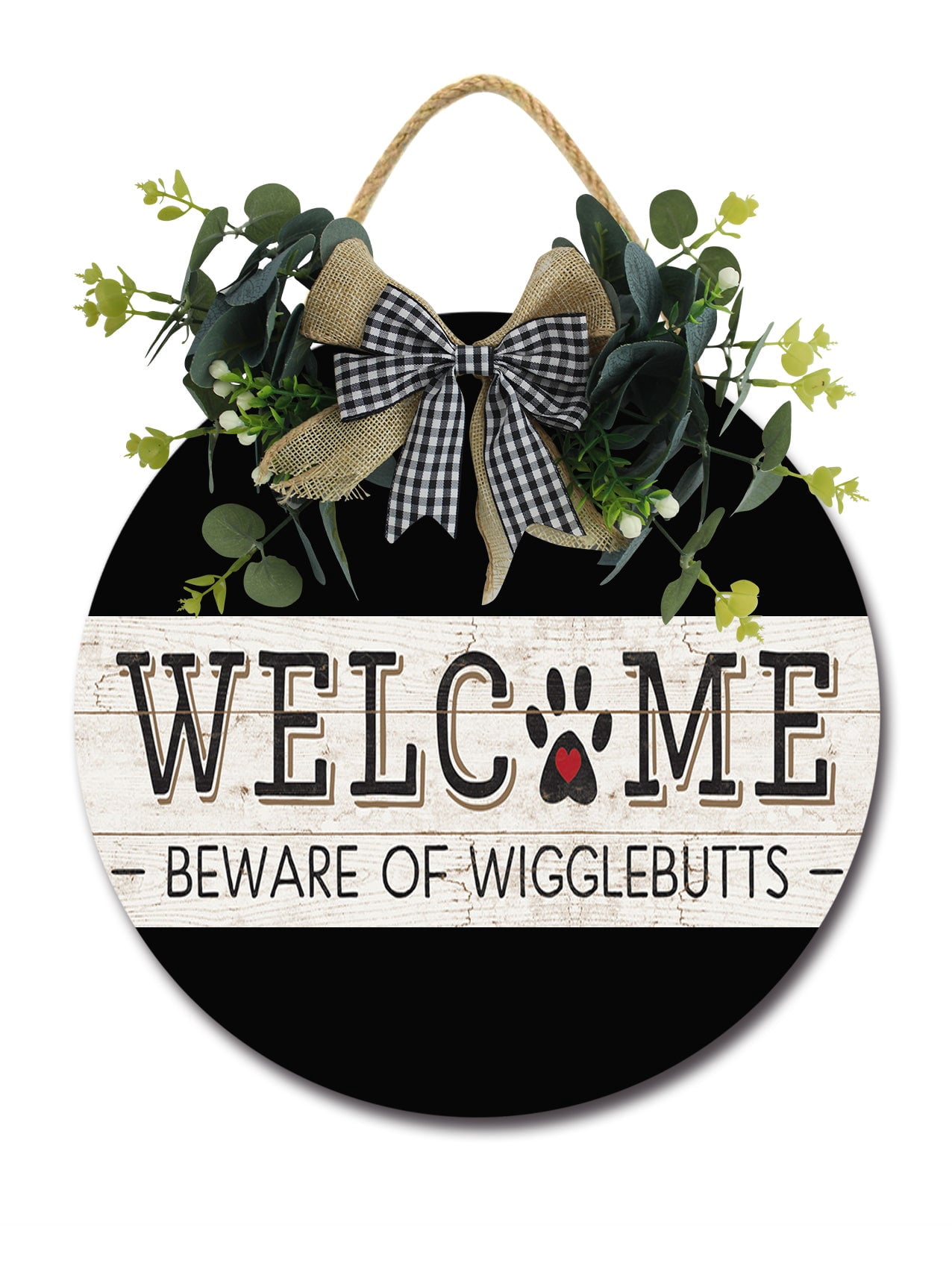 Eveokoki Welcome Beware Of Wigglebutts Front Door Sign Funny Wreaths ...