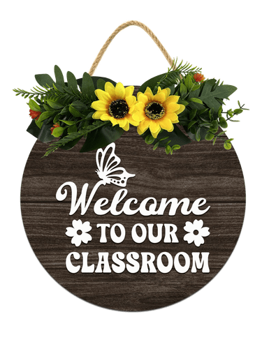Eveokoki Welcome To Our Classroom Front Door Sign Funny Wreaths Hanging ...