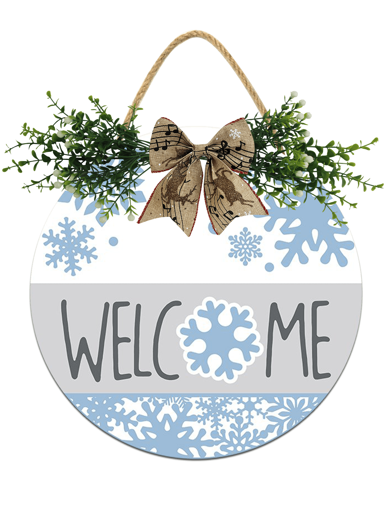Eveokoki Welcome Decorations Wreath, Wooden Hanging Sign Rustic Wooden ...