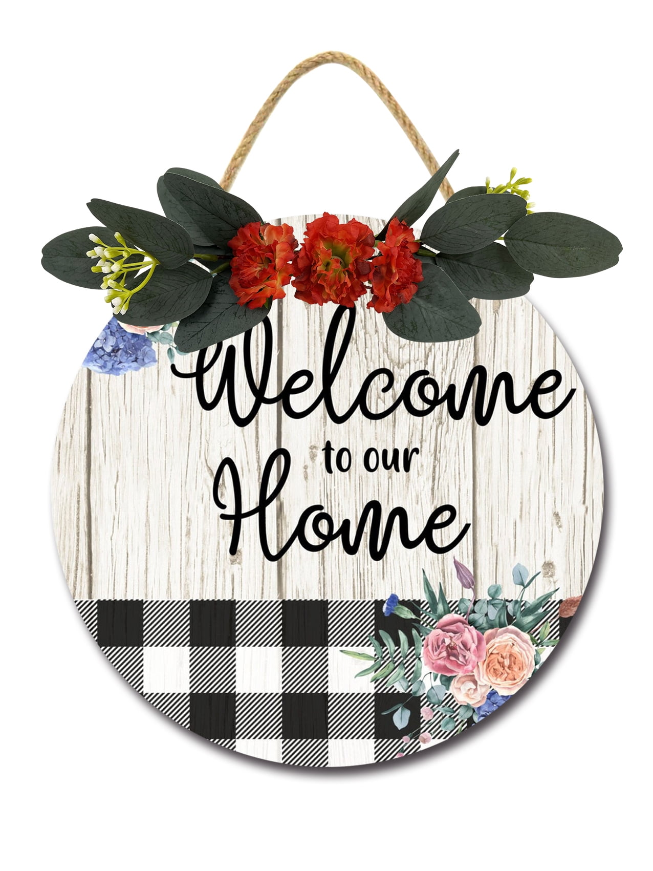 Eveokoki Welcome To Our Home Front Door Sign Funny Wreaths Hanging ...
