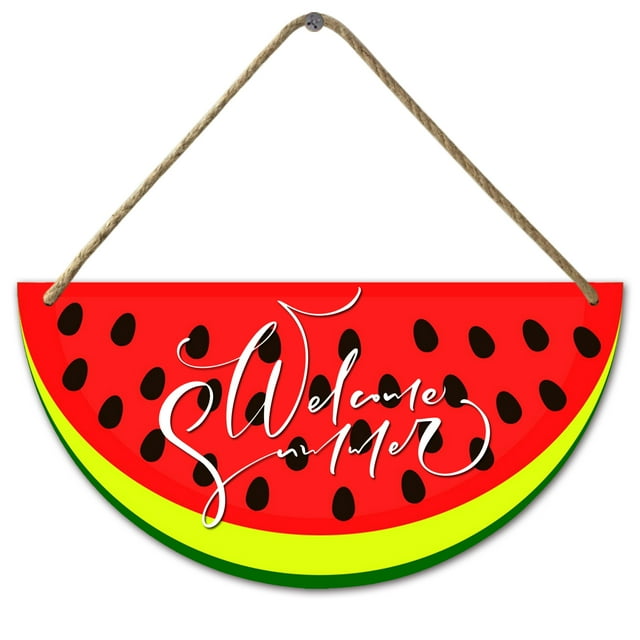 Eveokoki Welcome Summer Door Sign,11x5.6 Inch Farmhouse Watermelon ...