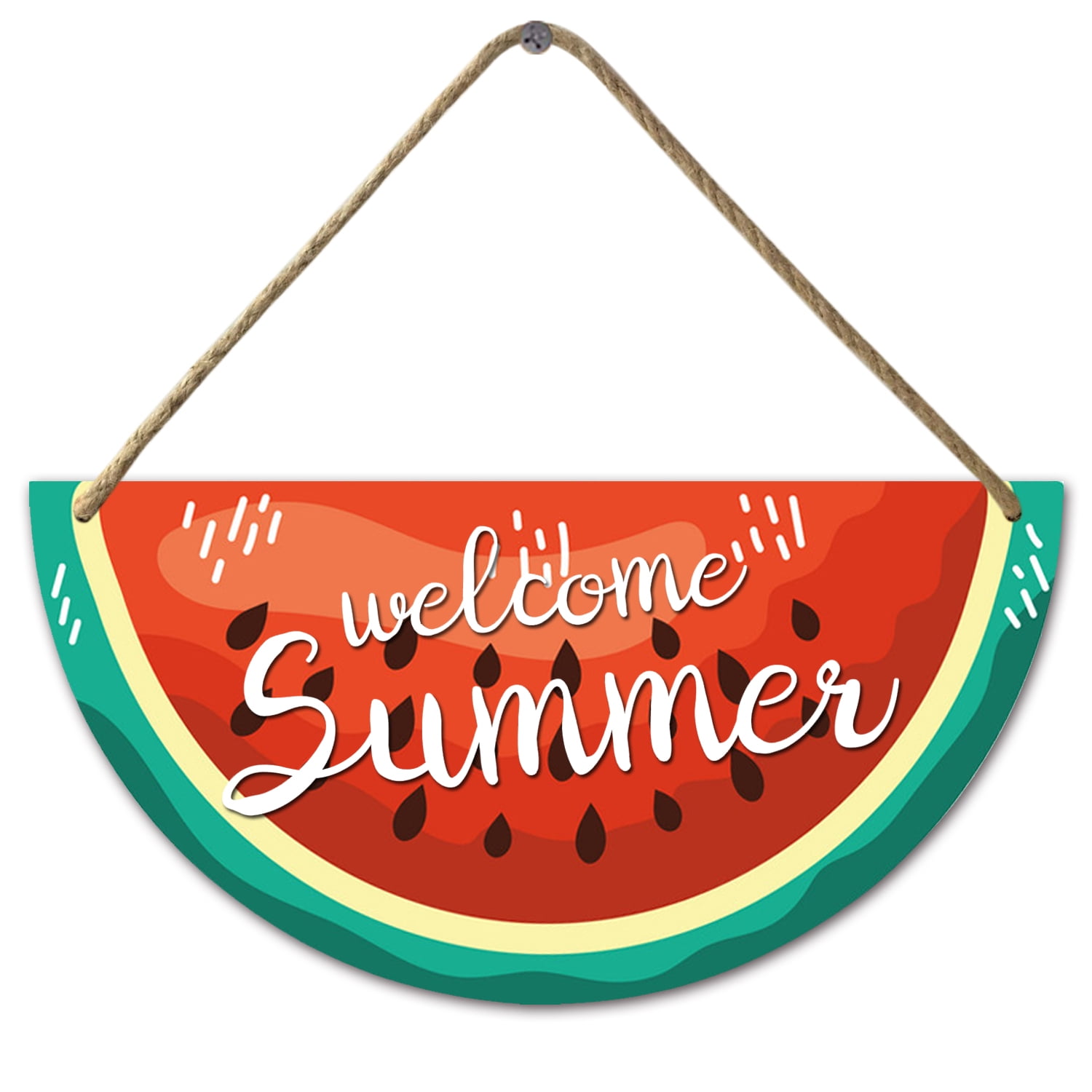 Eveokoki Welcome Summer Door Sign,11x5.6 Inch Farmhouse Watermelon ...