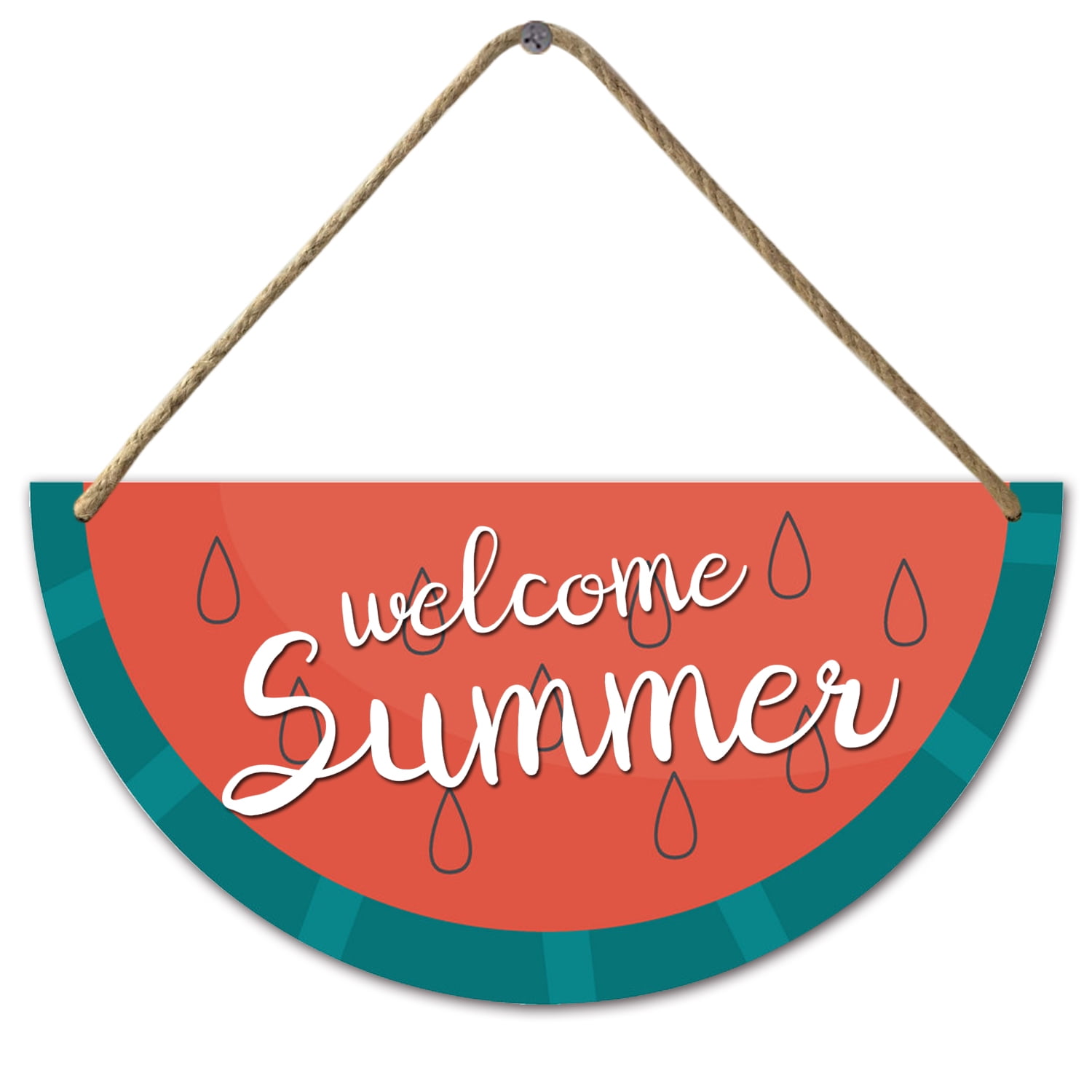 Eveokoki Welcome Summer Door Sign,11x5.6 Inch Farmhouse Watermelon Summer Decor Sign Welcome ...
