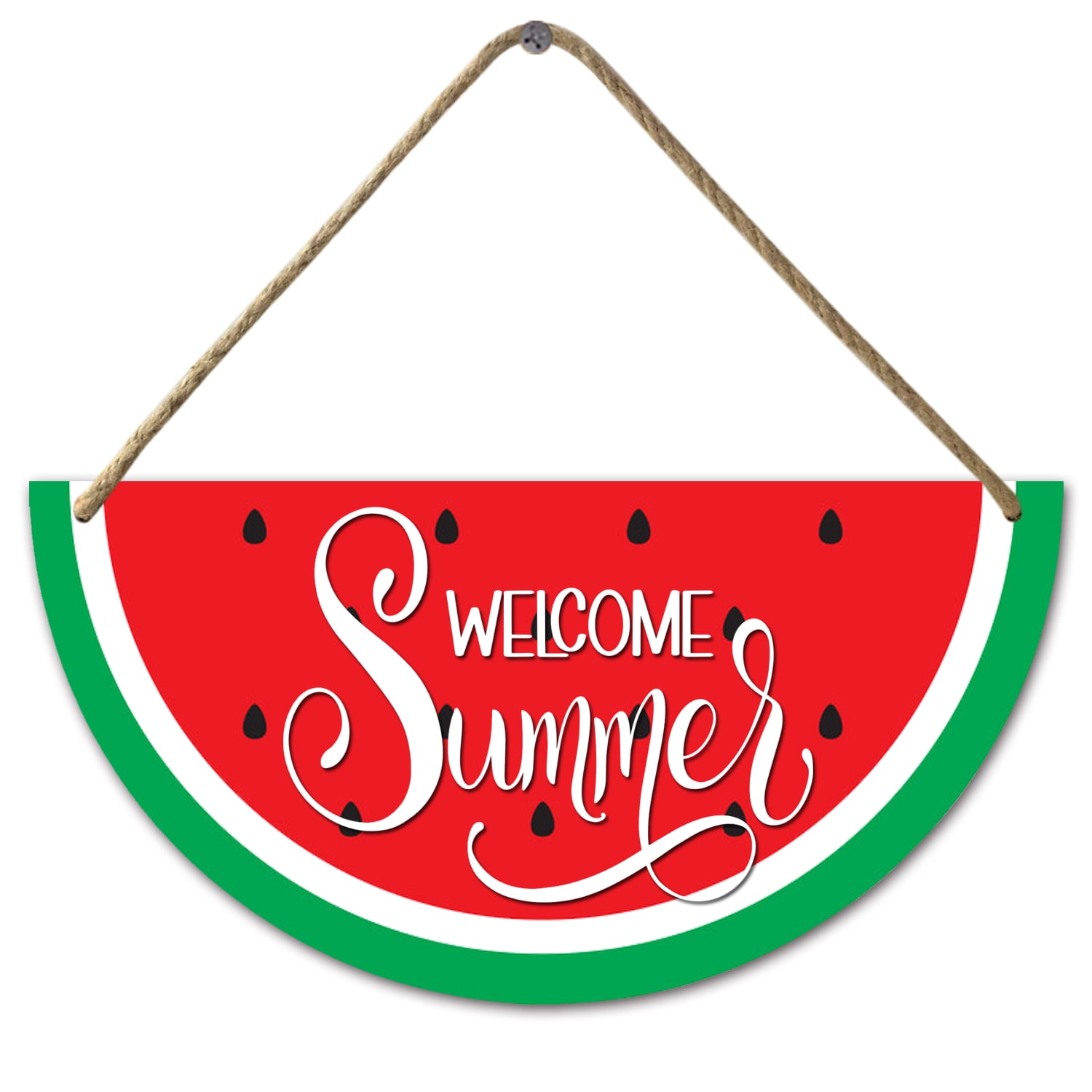 Eveokoki Welcome Summer Door Sign,11x5.6 Inch Farmhouse Watermelon Summer Decor Sign Welcome ...
