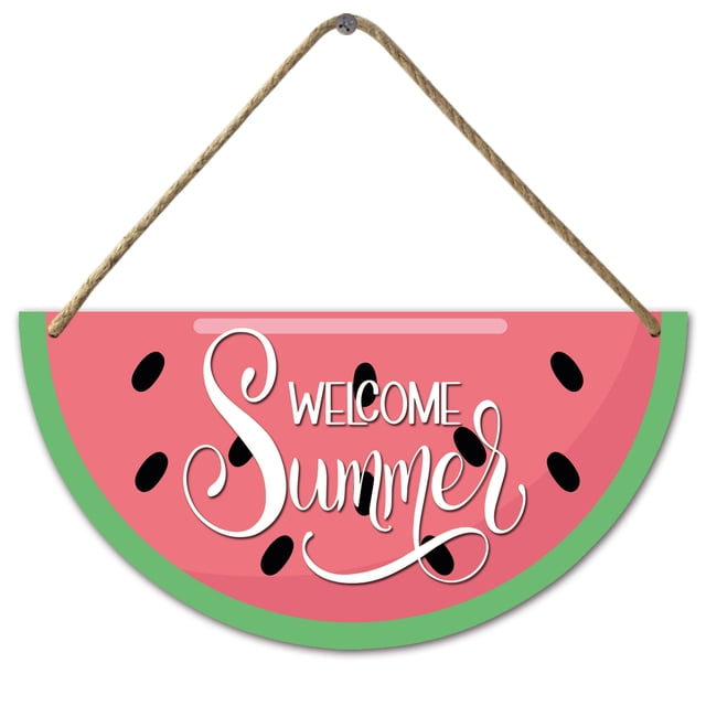 Eveokoki Welcome Summer Door Sign,11x5.6 Inch Farmhouse Watermelon ...