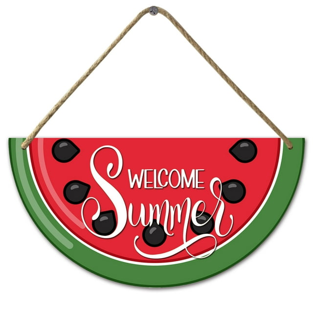 Eveokoki Welcome Summer Door Sign,11x5.6 Inch Farmhouse Watermelon ...