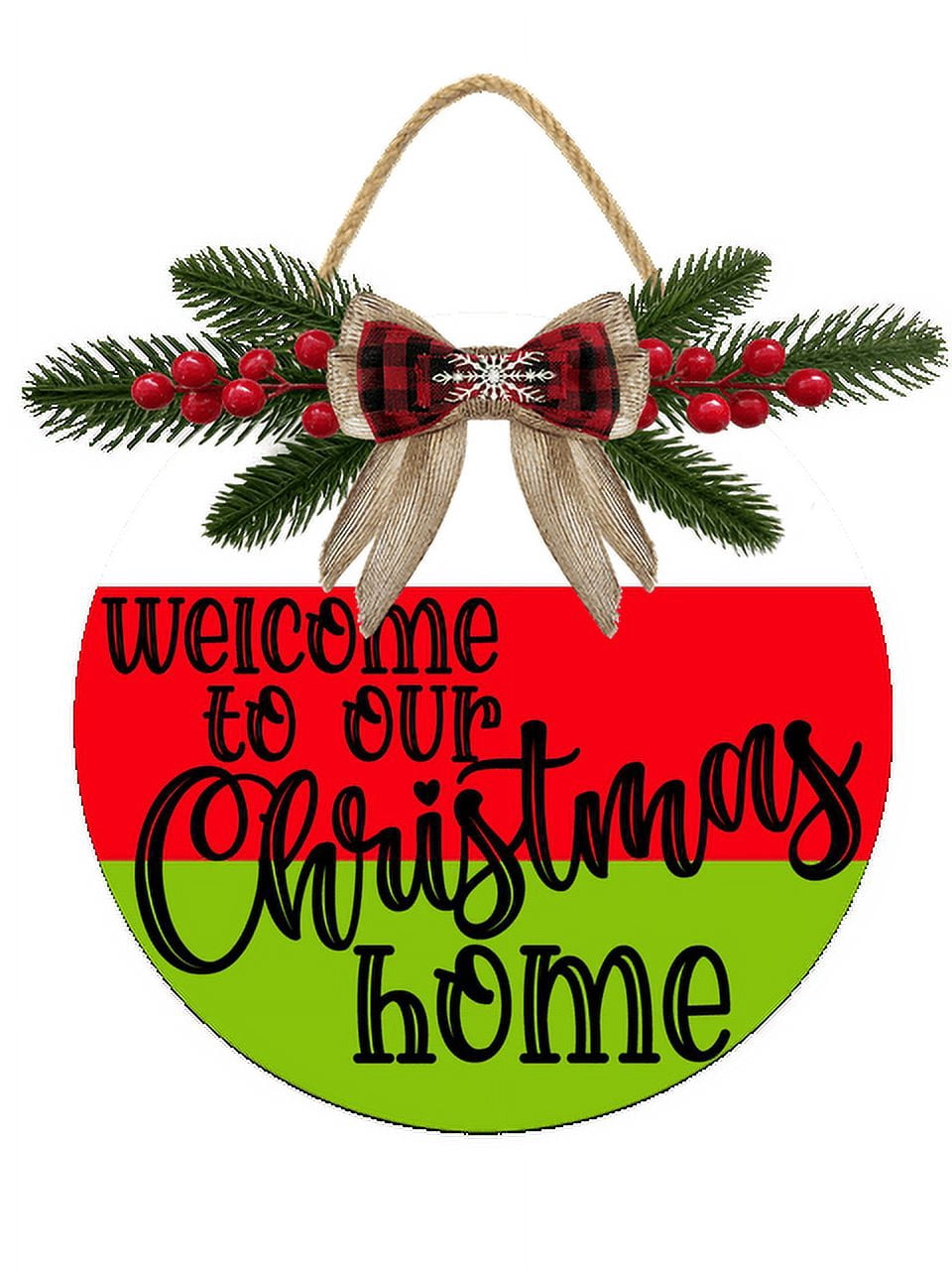 Eveokoki Welcome To Our Christmas Home Door Hanging Sign 12 inch Wooden ...