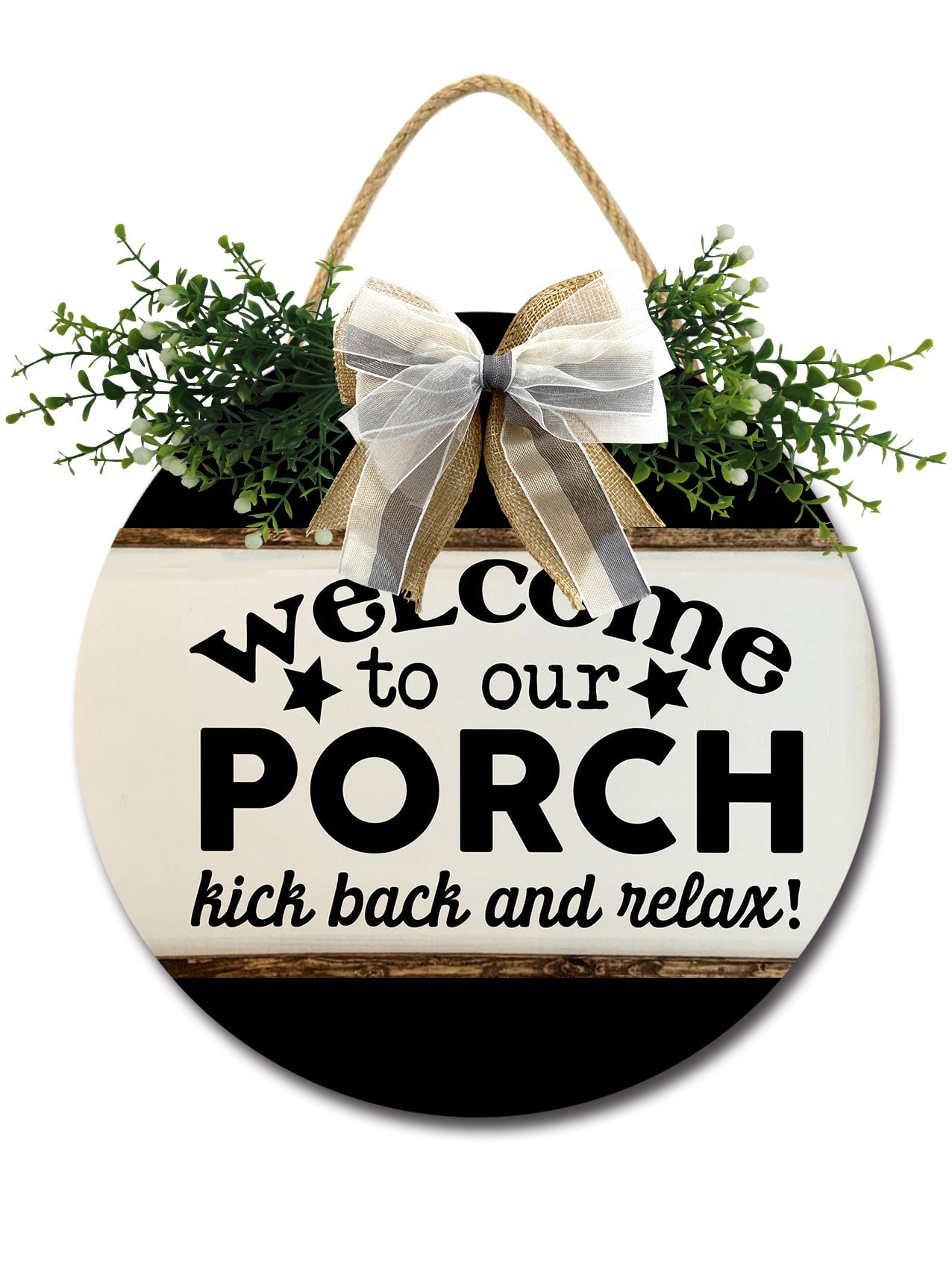 Eveokoki Welcome To Our Porch Front Door Sign Funny Wreaths Hanging ...