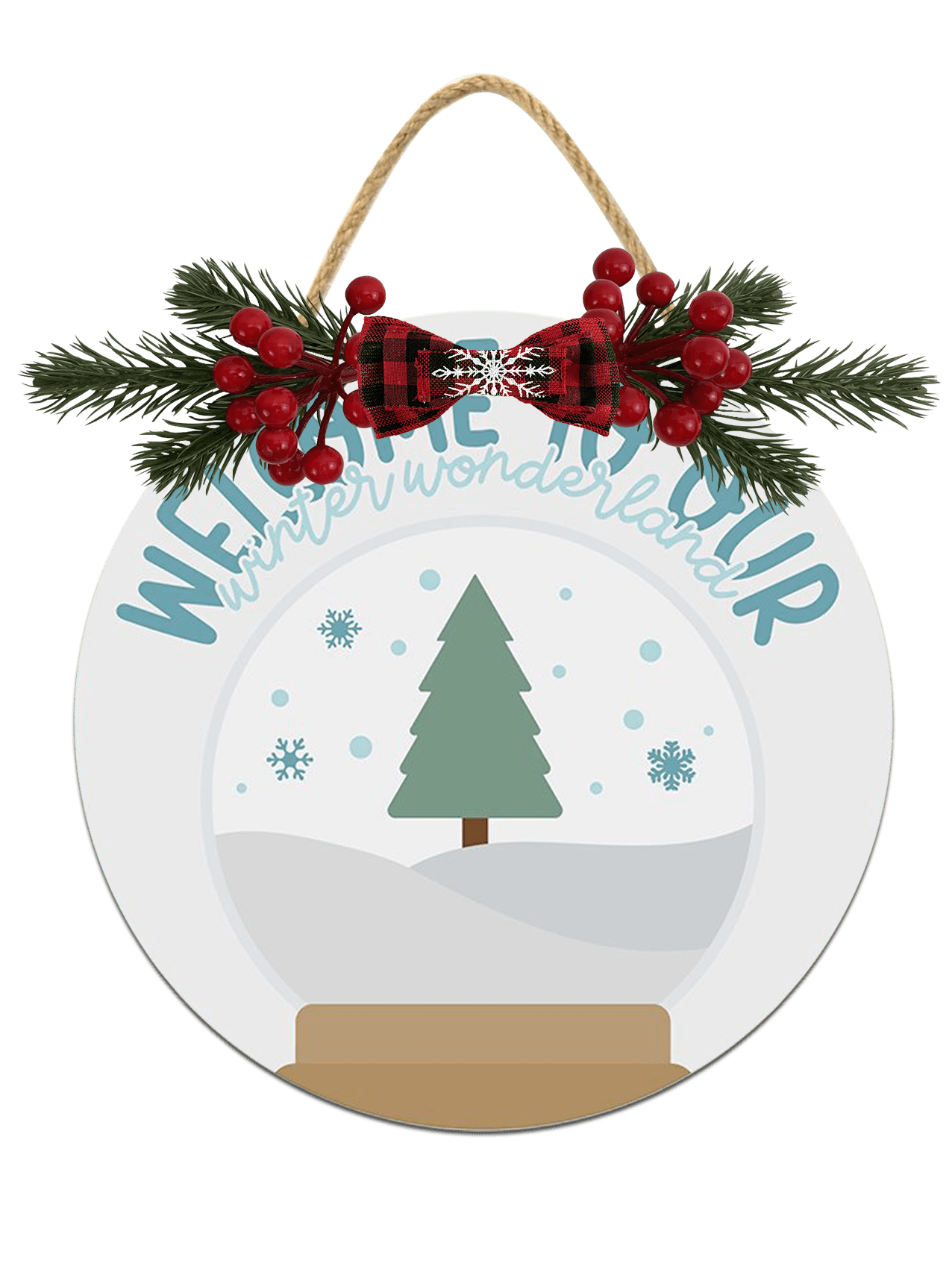 Eveokoki Welcome To Our Winter Wonderland Decorations Wreath, Wooden ...