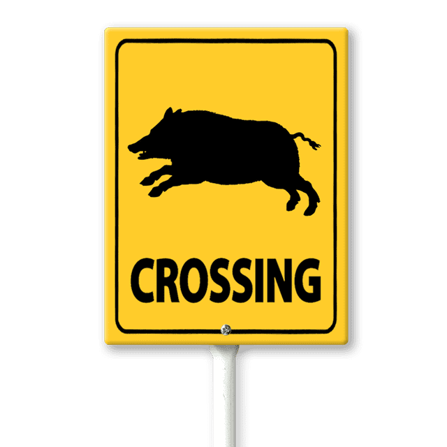 Eveokoki Wild Boar Crossing Sign with Metal Stake -8x12inch Lawn Sign ...