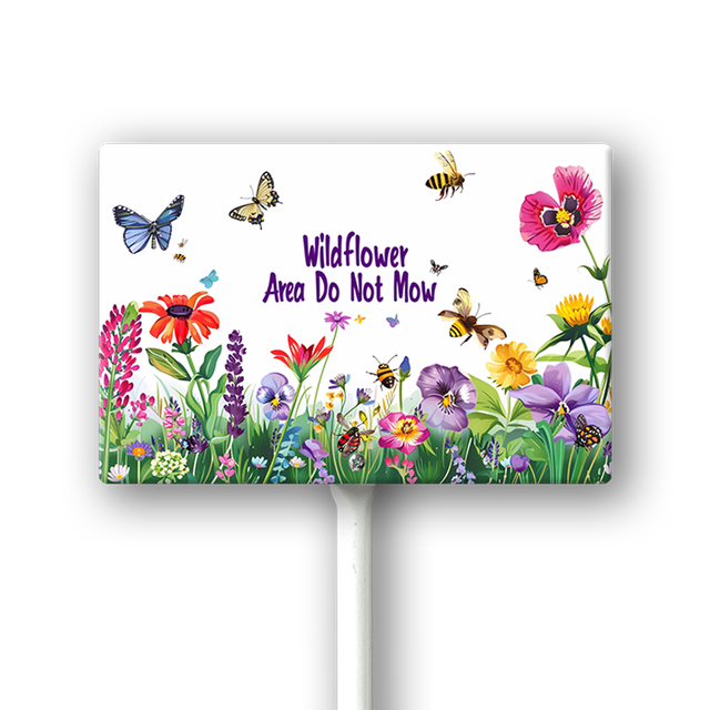 Eveokoki Wildflower Area Do Not Mow Sign with Metal Stake 8 x 12 Inches ...