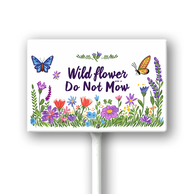 Eveokoki Wildflower Area Do Not Mow Sign with Metal Stake 8 x 12 Inches ...