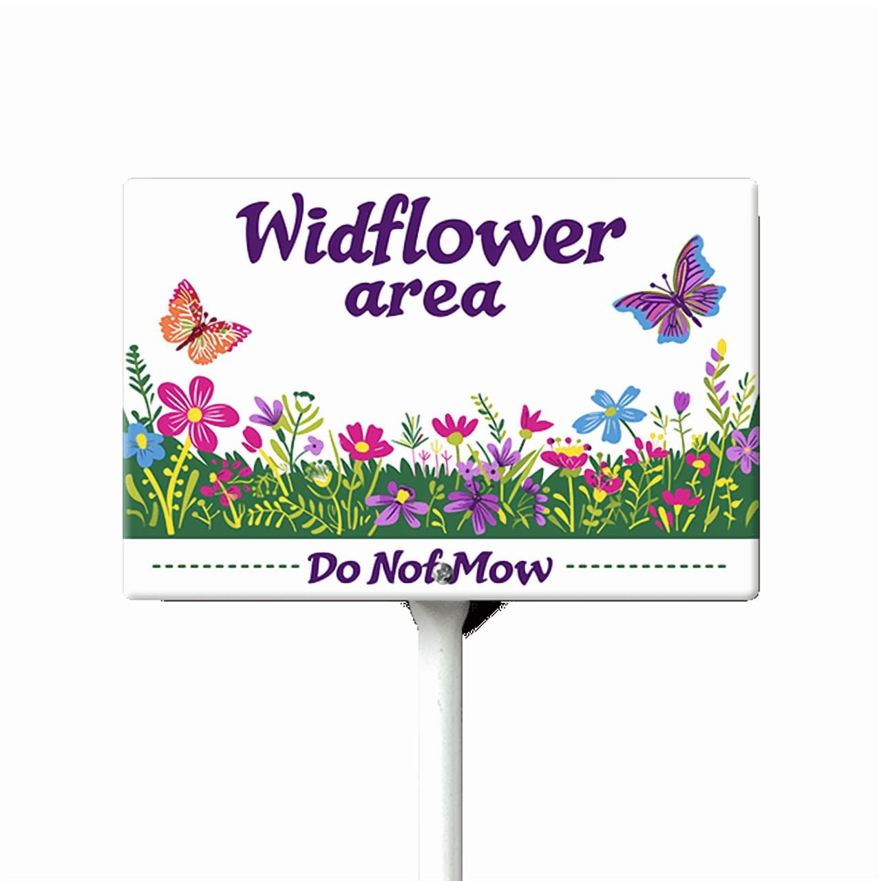Eveokoki Wildflower Area Do Not Mow Sign with Metal Stake 8 x 12 Inches ...