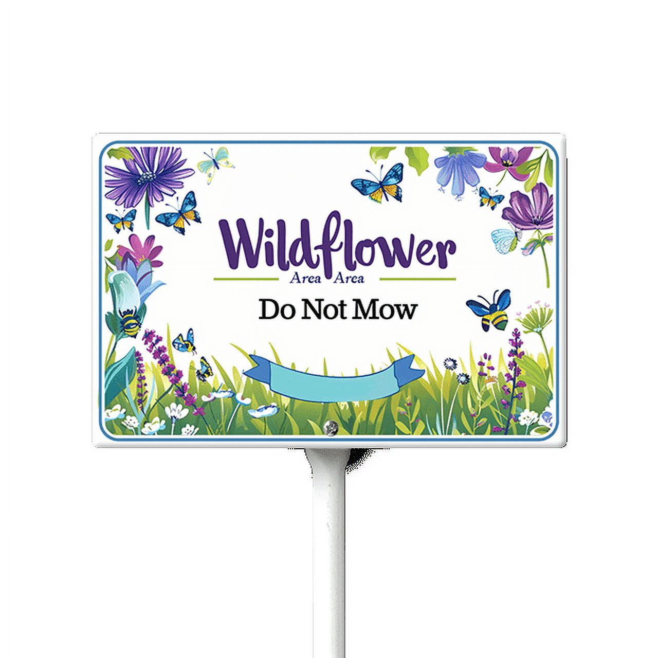 Eveokoki Wildflower Area Do Not Mow Sign with Metal Stake 8 x 12 Inches No Mow May Yard Sign No ...