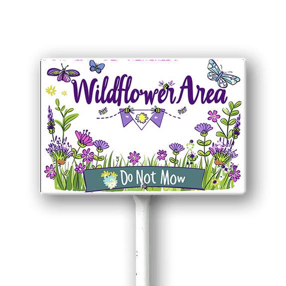 Eveokoki Wildflower Area Do Not Mow Sign with Metal Stake 8 x 12 Inches ...