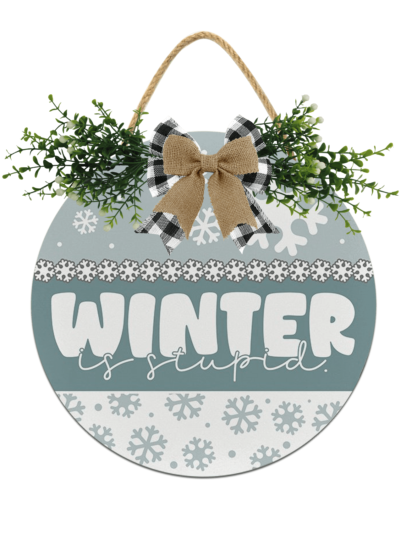 Eveokoki Winter Is Stupid Decorations Wreath, Wooden Hanging Sign ...