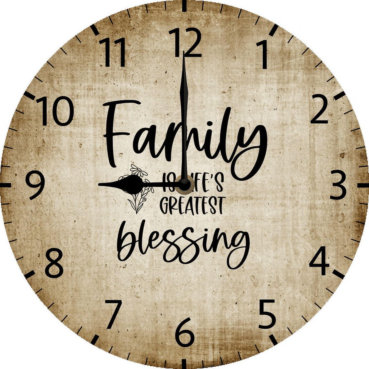 Eveokoki Wooden Rustic Farmhouse Family Round Wall Clock Silent Non ...