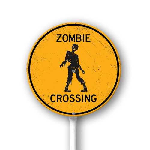 Eveokoki Zombie Crossing Round Sign with Metal Stake -9.2x9.2inch Lawn ...