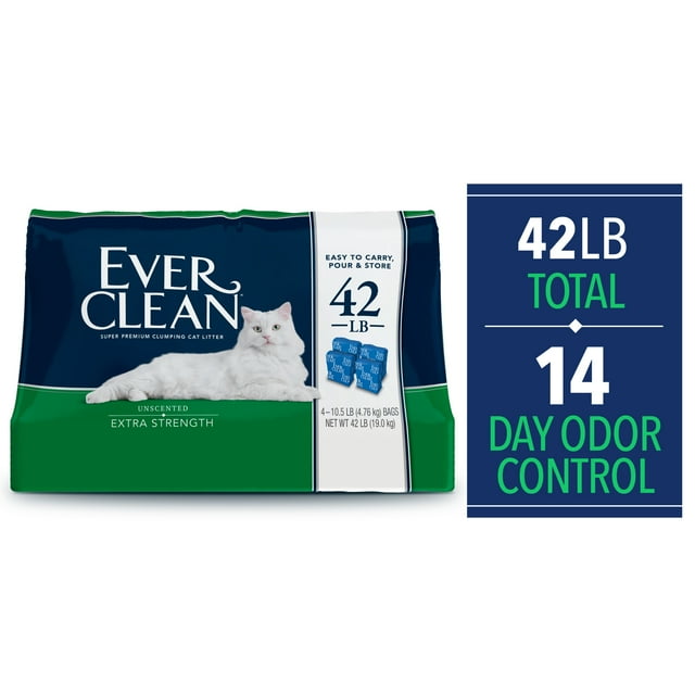 Ever Clean Extra Strength Odor Control Kitty Litter, Unscented, 42 ...