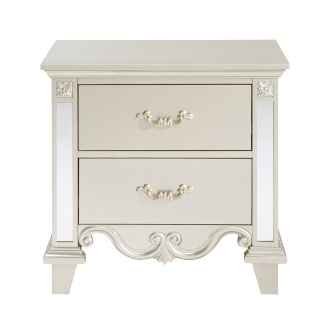Ever Collection Champagne Nightstand with Mirror Accent Framing ...