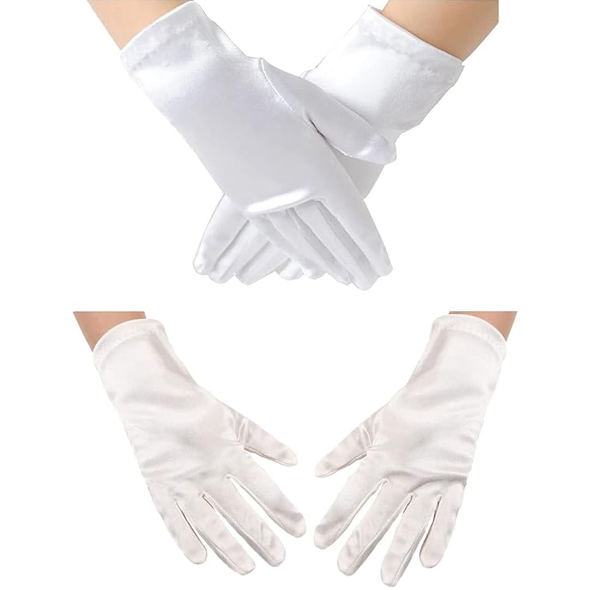 Ever Fairy Girl's Holiday, Wedding, or Pageant White Satin Gloves ...