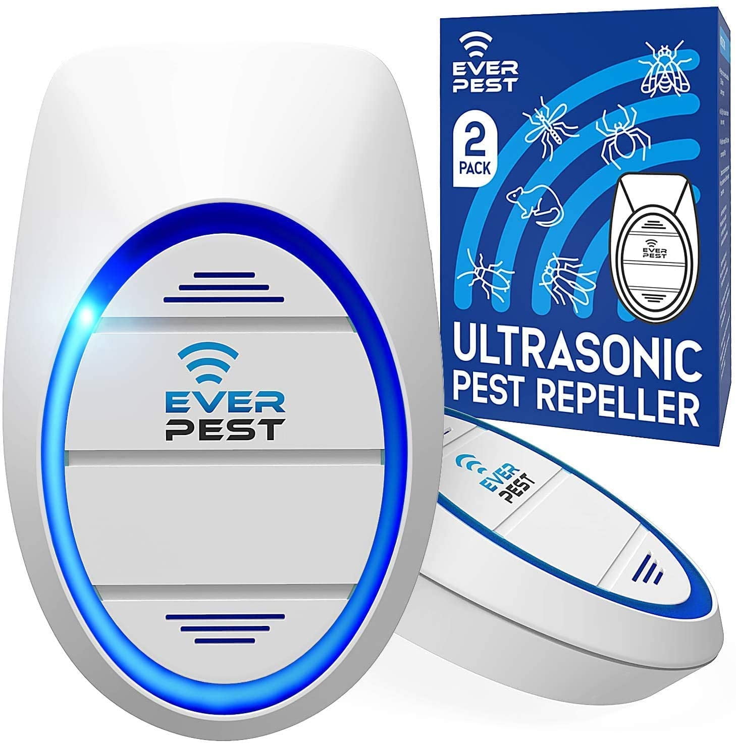 Ever Pest Ultrasonic Mosquito Repellent, Indoor Pest Control Device, 2 ...