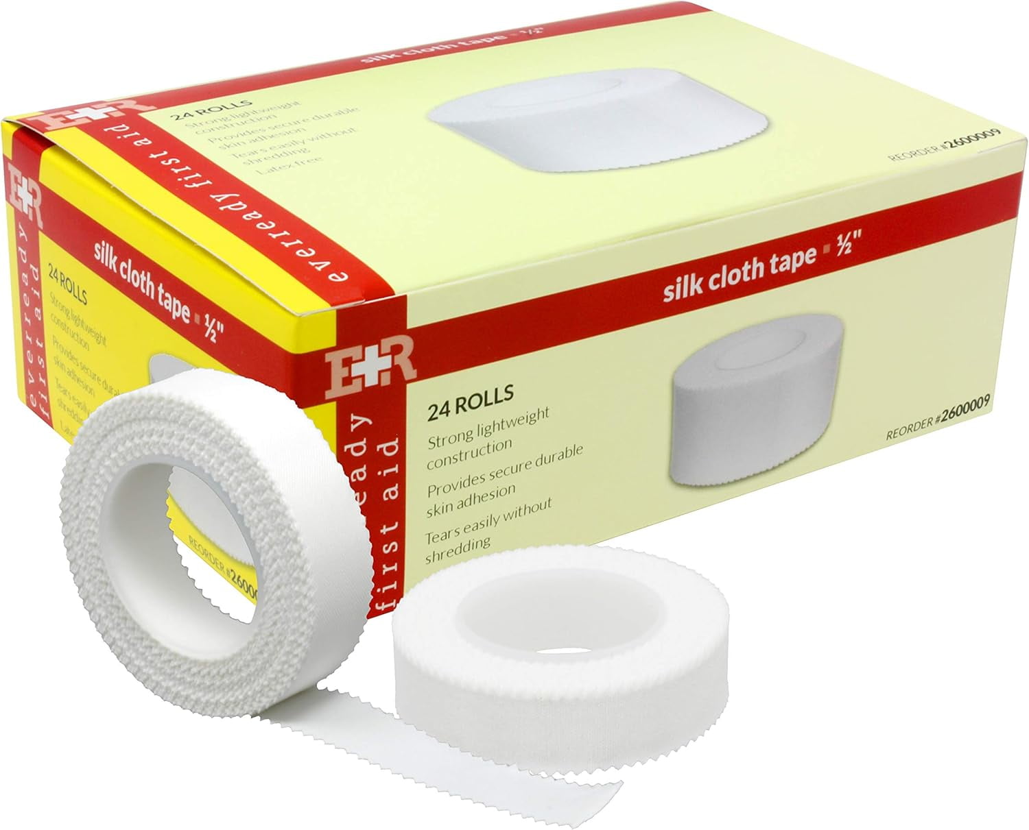 Ever Ready First Aid Adhesive Silk Cloth Tape, Latex Free, 1/2" x 10 yd ...