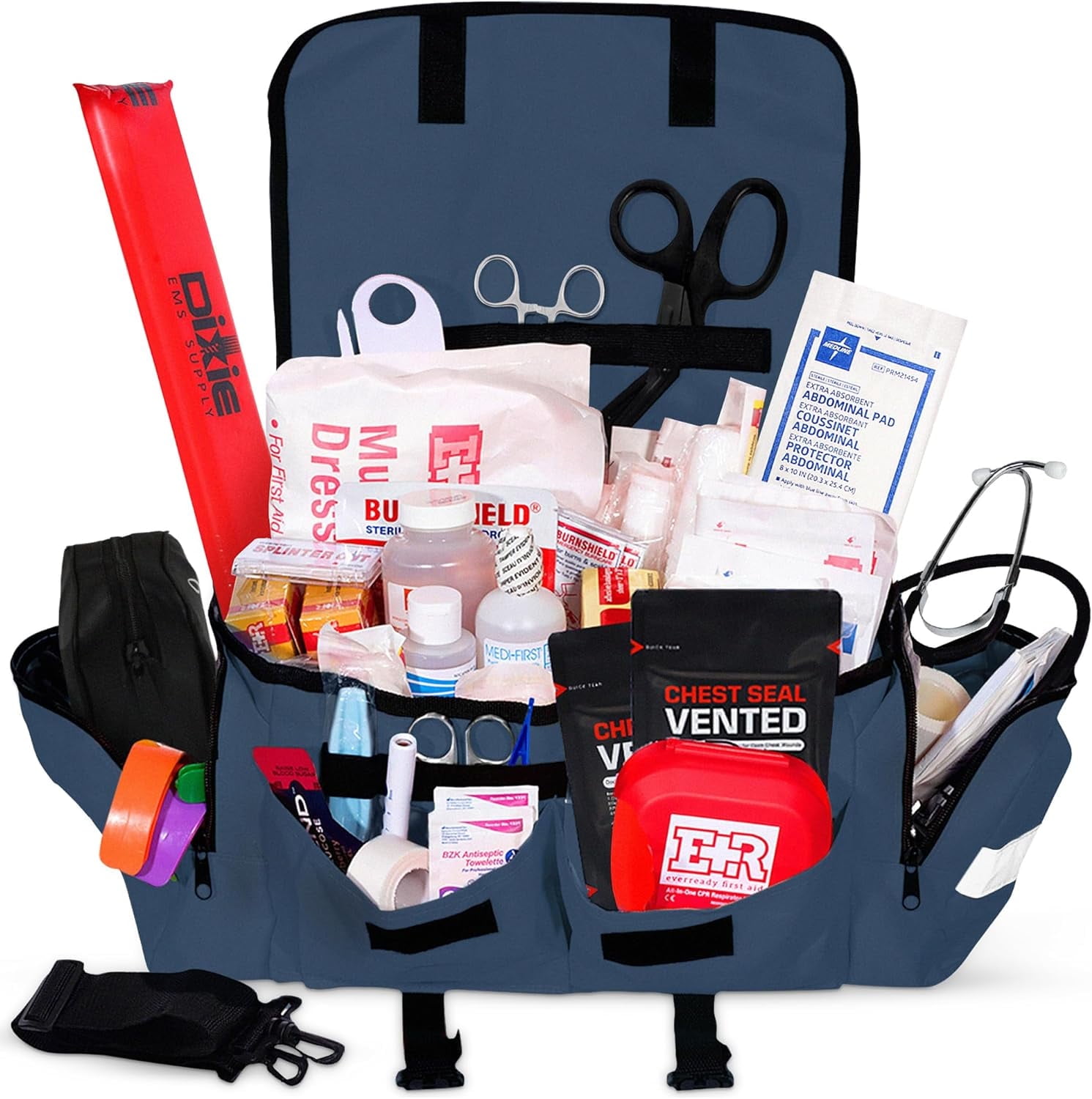 Ever Ready First Aid EMT Trauma Bag, Stocked with Chest Seals, Bleeding ...