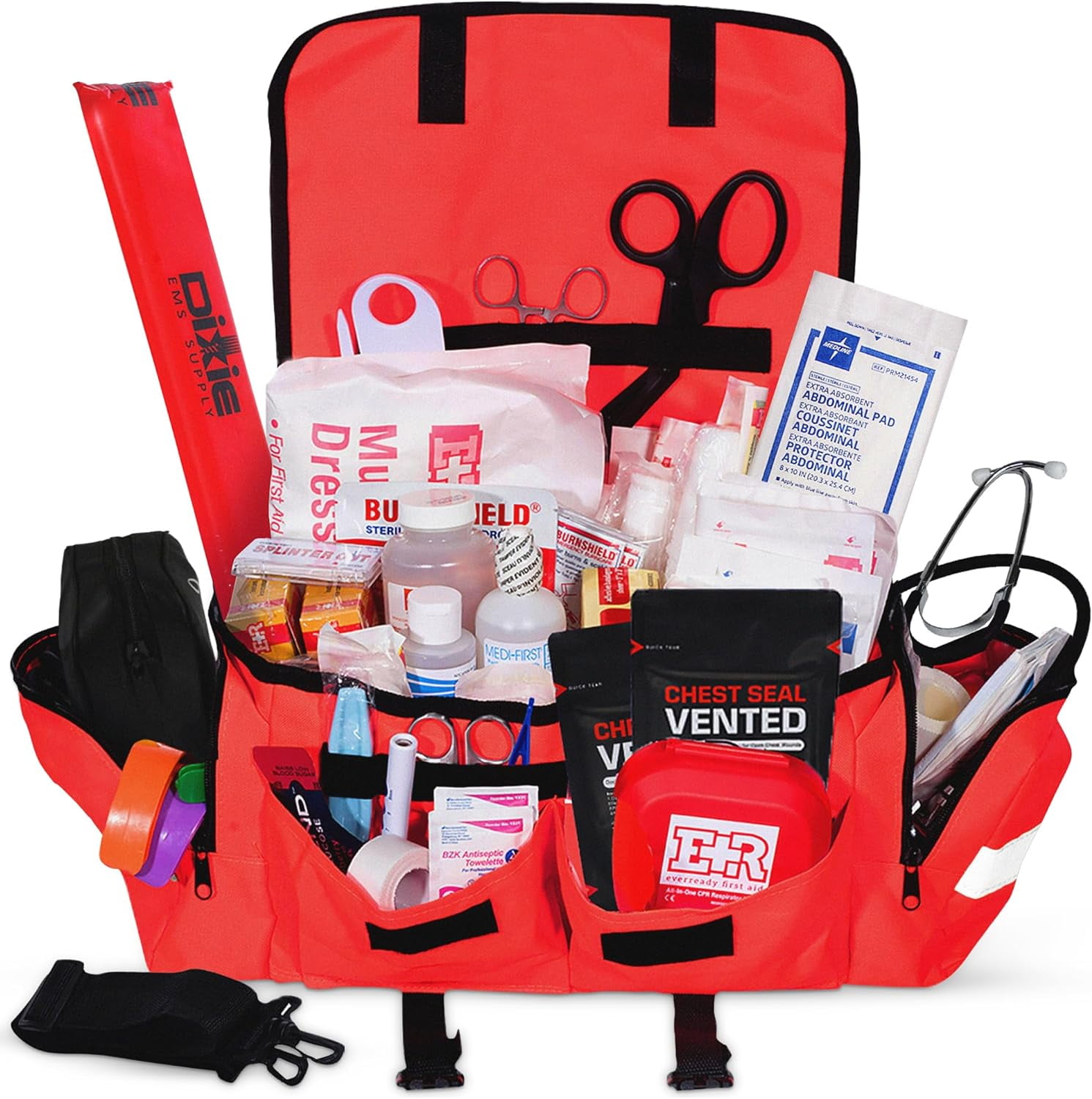 Ever Ready First Aid Fully Stocked EMT Trauma Bag Feat.Chest Seals ...