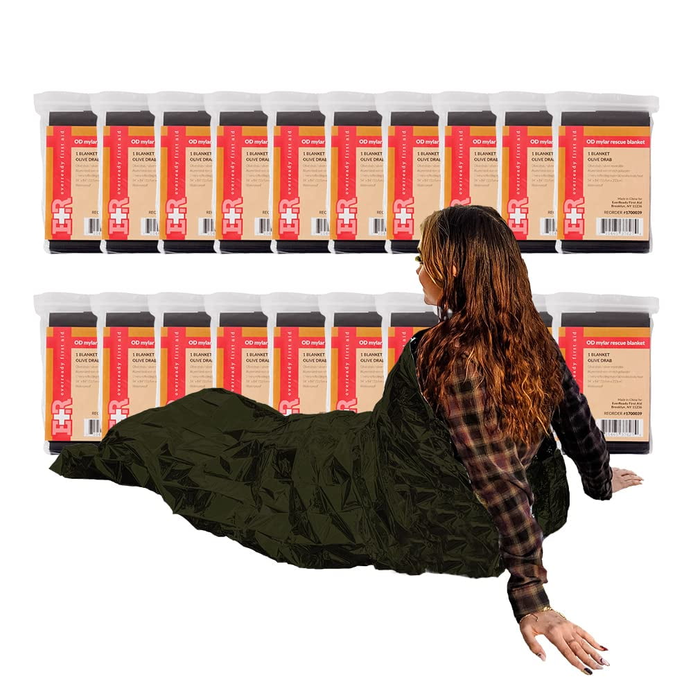 Ever Ready First Aid Mylar Rescue Blanket, Large Olive Thermal Sheet ...
