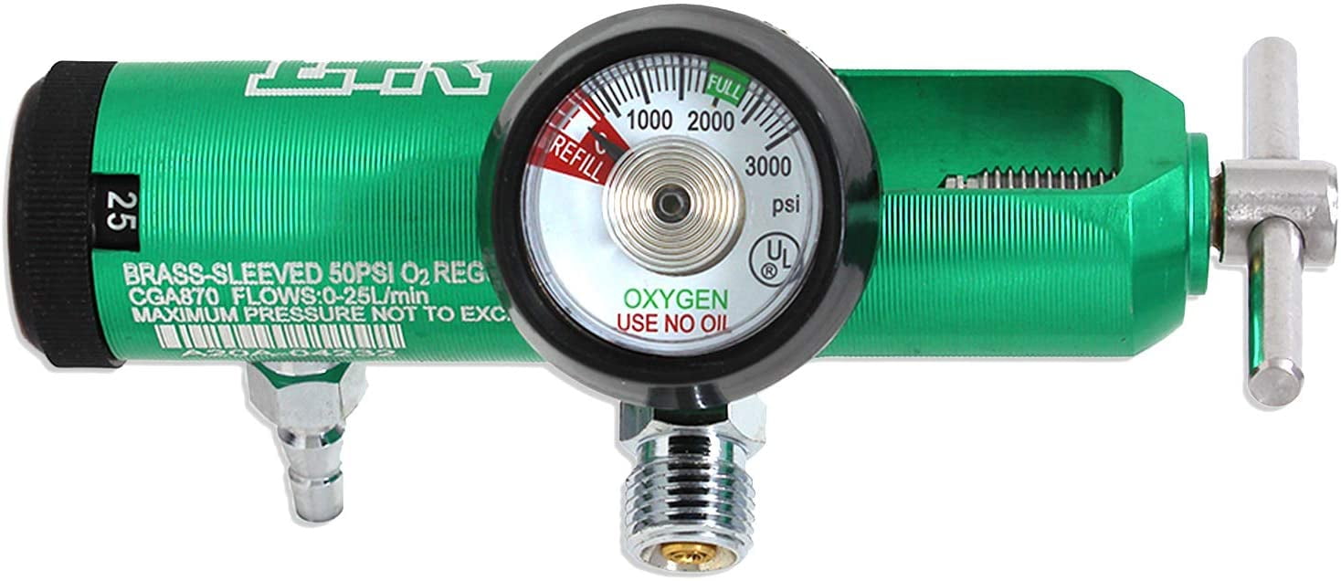Ever Ready First Aid Oxygen Regulator CGA-870 Gauge Flow Rate with 2 ...