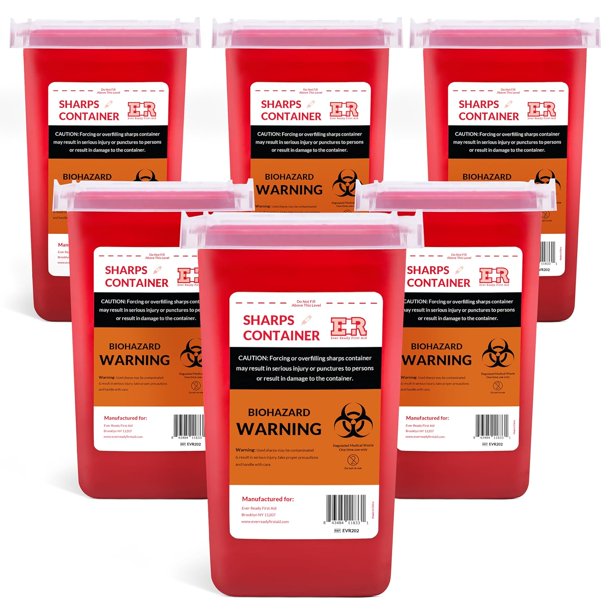 Ever Ready First Aid Sharps Container with Split Lid Design and Locking ...