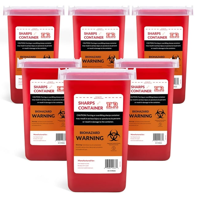 Ever Ready First Aid Portable Medical Sharps Container, Leak-Proof ...