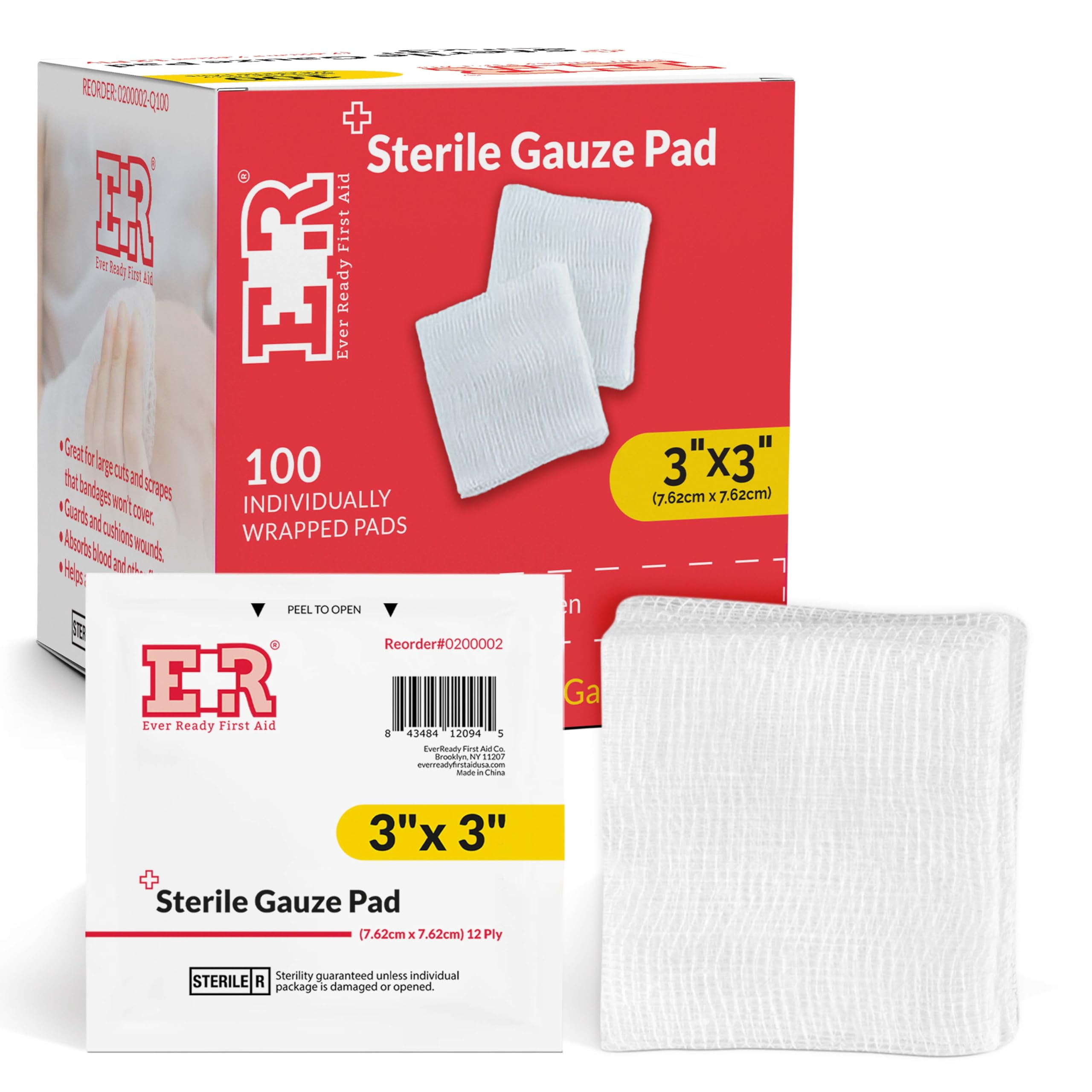 Ever Ready First Aid Sterile Gauze Pads 3"x3" - 100 Count - Walmart.com